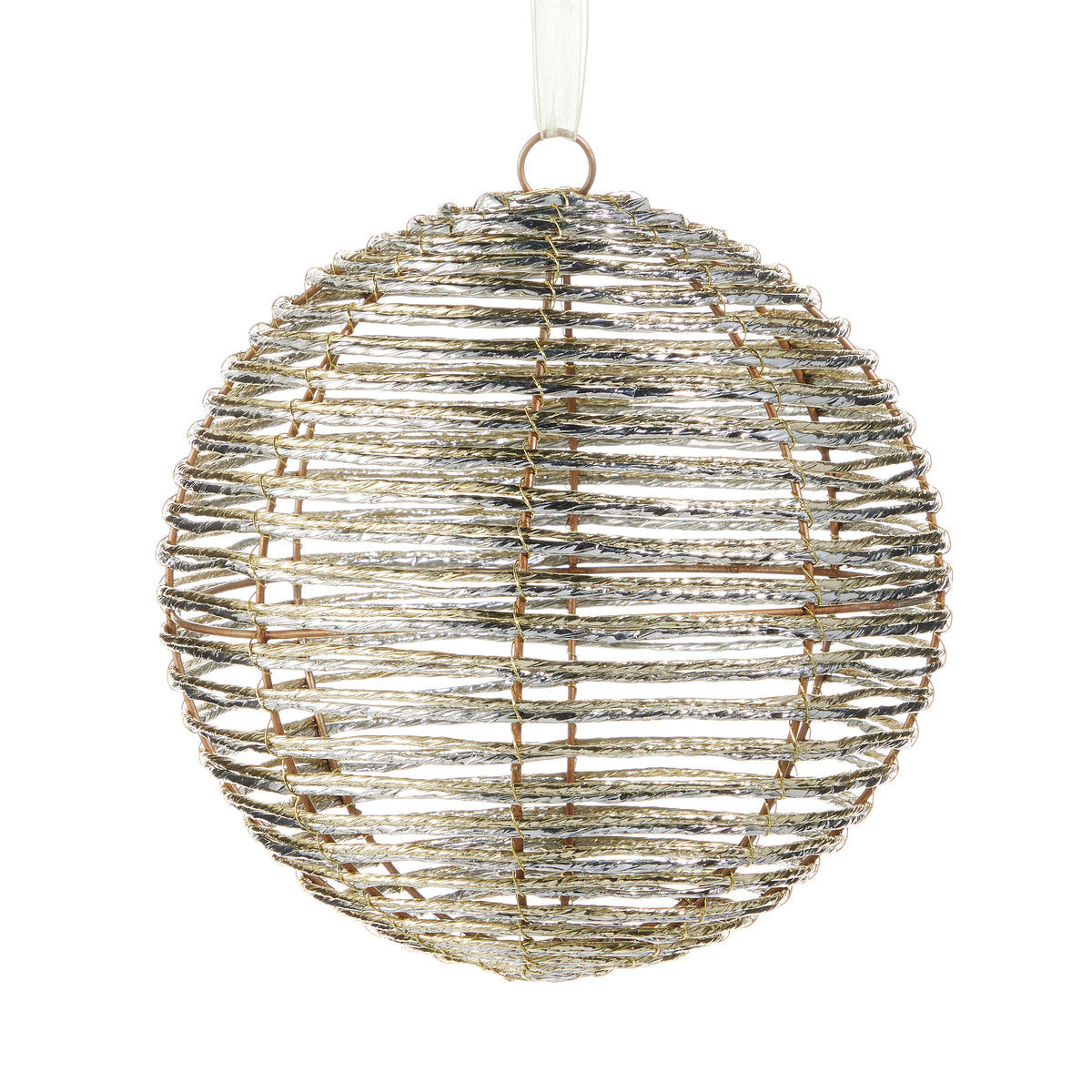 Silver and Gold Wrapped Ball Hanging Ornament Large – Nicholas and Co